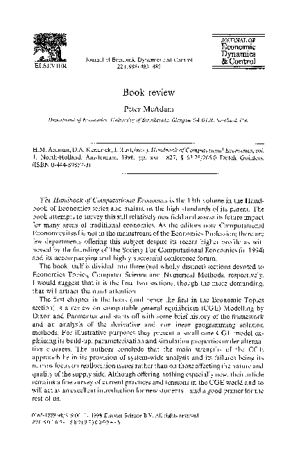 Pdf Handbook Of Computational Economics