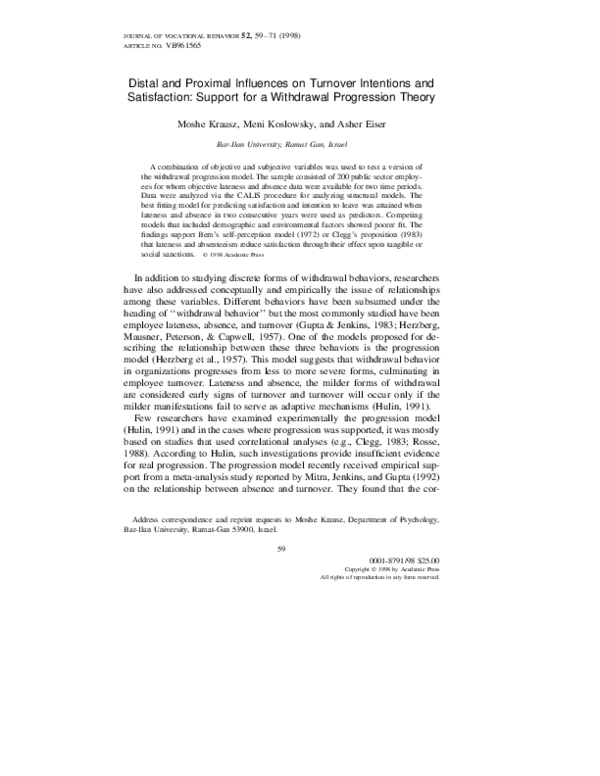 (PDF) Distal and Proximal Influences on Turnover Intentions and ...