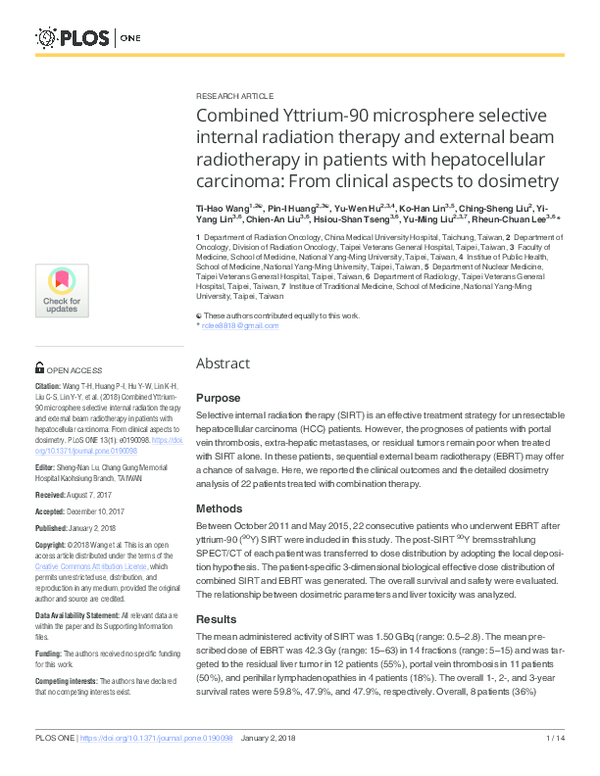 (PDF) Combined Yttrium-90 microsphere selective internal radiation therapy and external beam ...