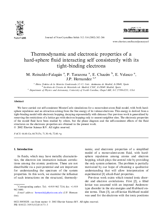 (PDF) Thermodynamic and electronic properties of a hard-sphere fluid ...