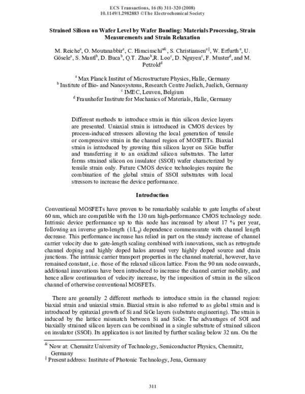 (PDF) Strained silicon on wafer level by wafer bonding: Materials ...