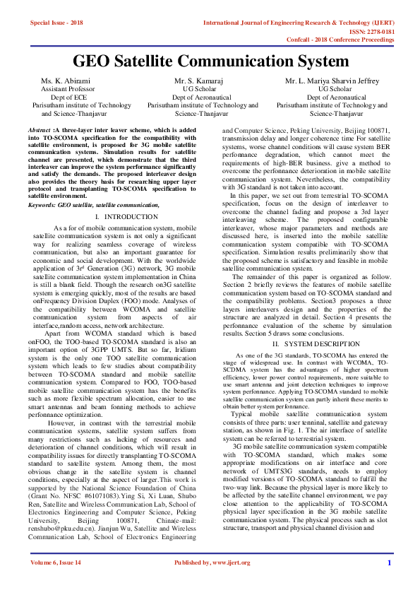 Pdf Ijert Geo Satellite Communication System