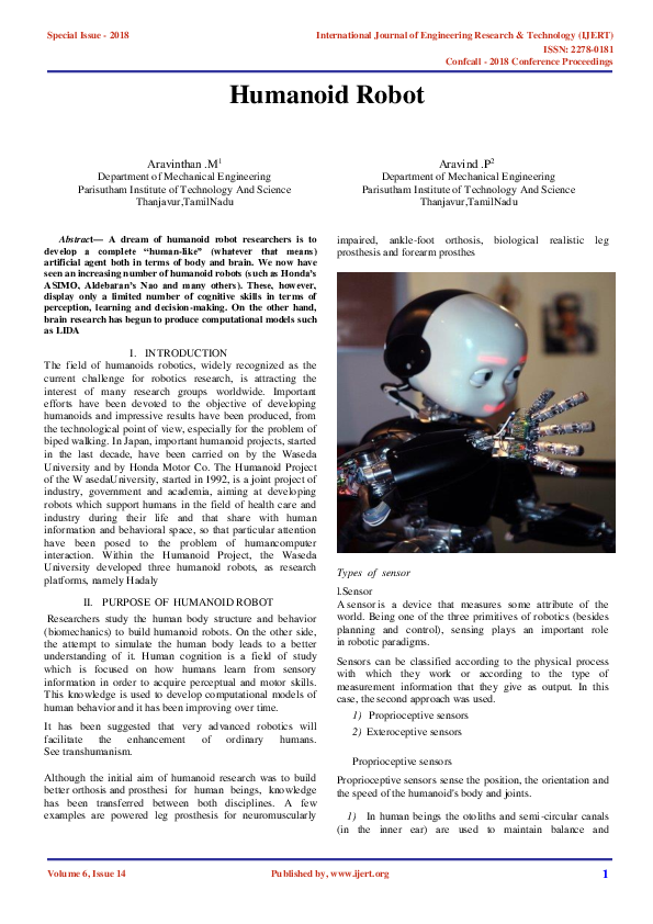 (PDF) IJERT-Humanoid Robot