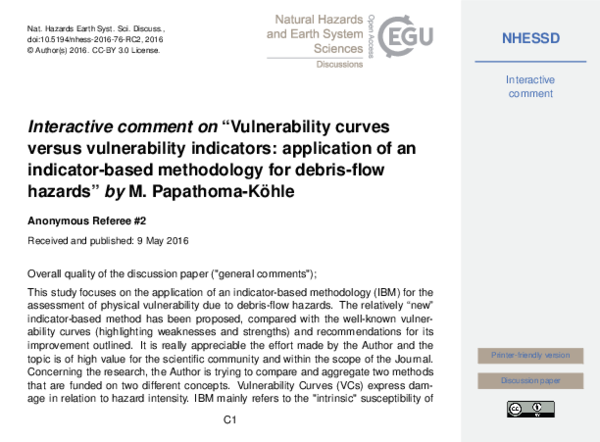 (PDF) Vulnerability curves versus vulnerability indicators: application ...
