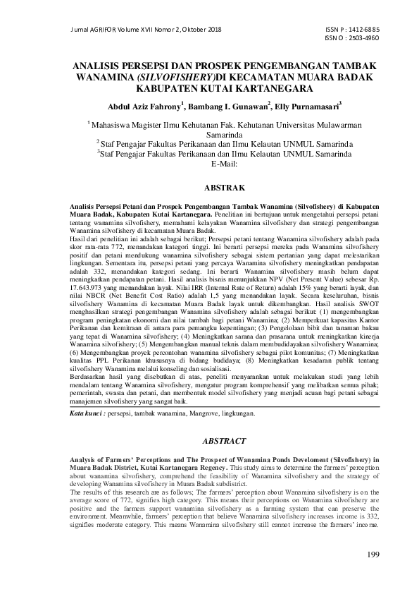 (PDF) Analysis of Farmers’ Perceptions and The Prospect of Wanamina ...