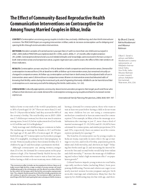 (PDF) The Effect of Community-Based Reproductive Health Communication ...