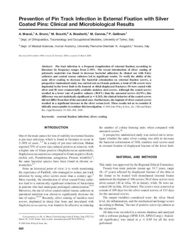 (PDF) Prevention of pin track infection in external fixation with ...