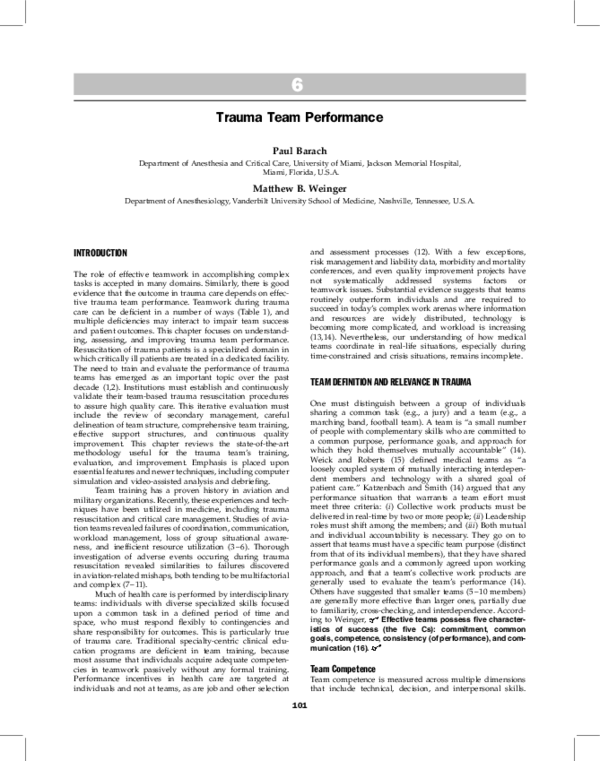 (PDF) Trauma Team Performance