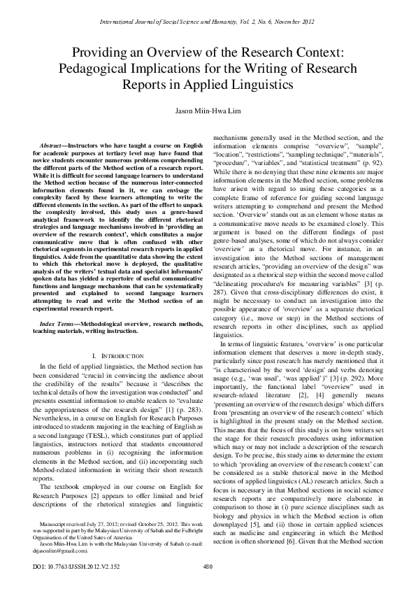 (PDF) Providing an Overview of the Research Context: Pedagogical ...
