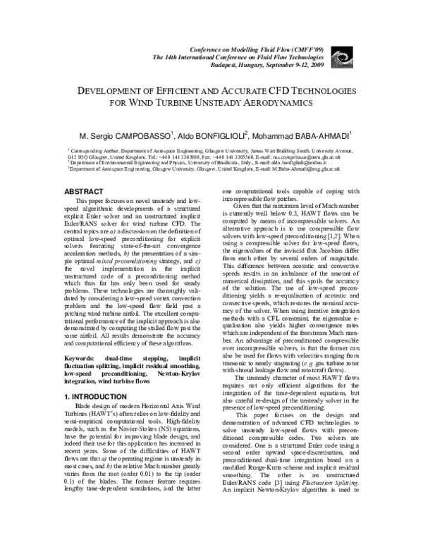 Pdf Development Of Efficient And Accurate Cfd Technologies For Wind