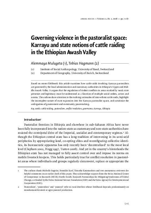 (PDF) Governing violence in the pastoralist space: Karrayu and state ...