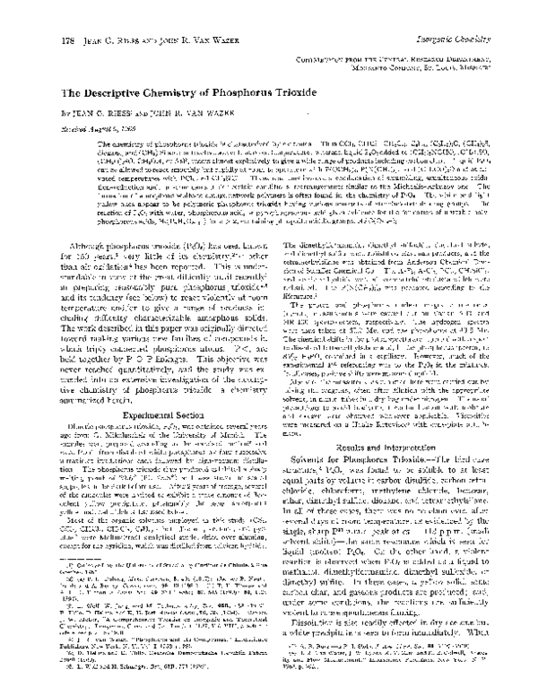 (PDF) The Descriptive Chemistry of Phosphorus Trioxide