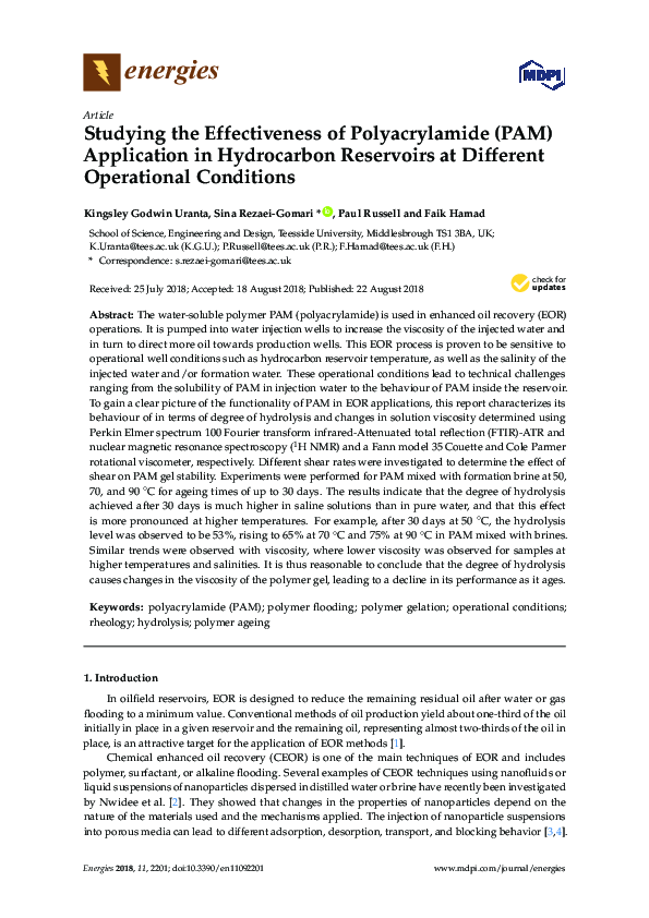 (PDF) Studying the Effectiveness of Polyacrylamide (PAM) Application in ...