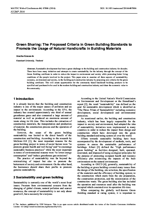 (PDF) Green Sharing: The Proposed Criteria in Green Building Standards ...