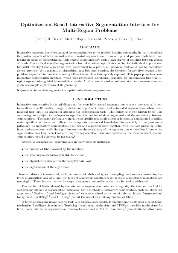 (PDF) Optimization-based interactive segmentation interface for multi-region problems