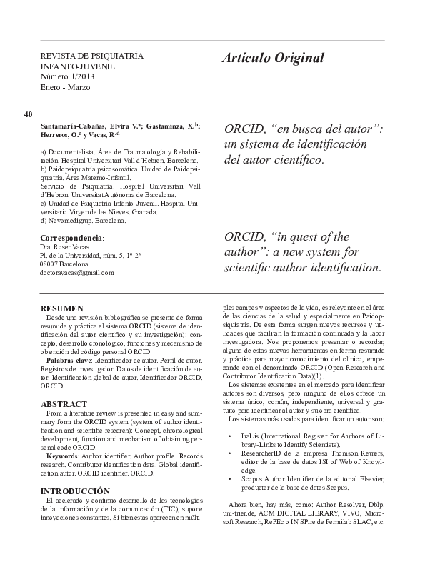 (PDF) ORCID, "en busca del autor", un sistema de identificación del ...