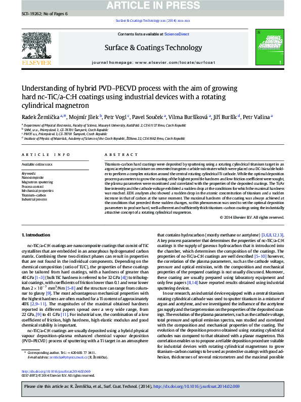 (PDF) Understanding of hybrid PVD–PECVD process with the aim of growing ...