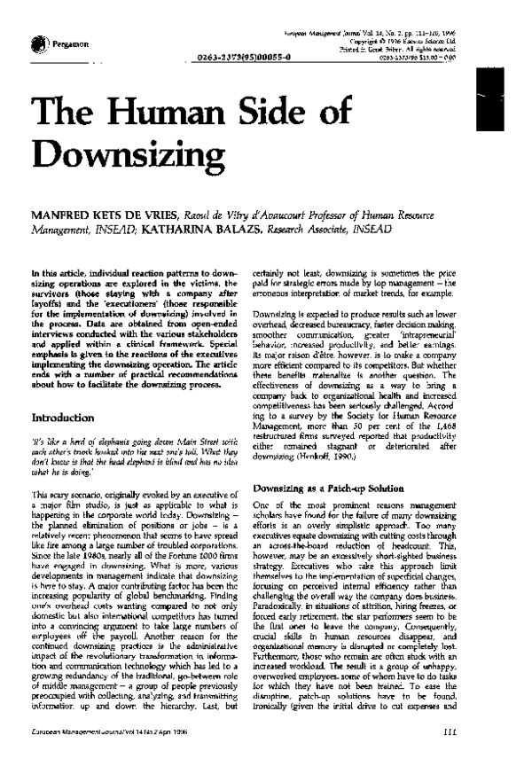 (PDF) The human side of downsizing