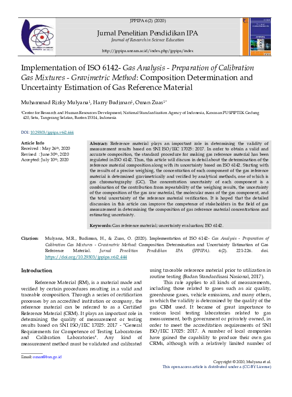 (PDF) Implementation of ISO 6142- Gas Analysis - Preparation of ...