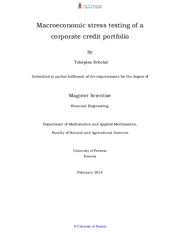 (PDF) Macroeconomic stress testing of a corporate credit portfolio
