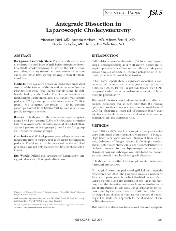 (PDF) Antegrade dissection in laparoscopic cholecystectomy | Vincenzo ...