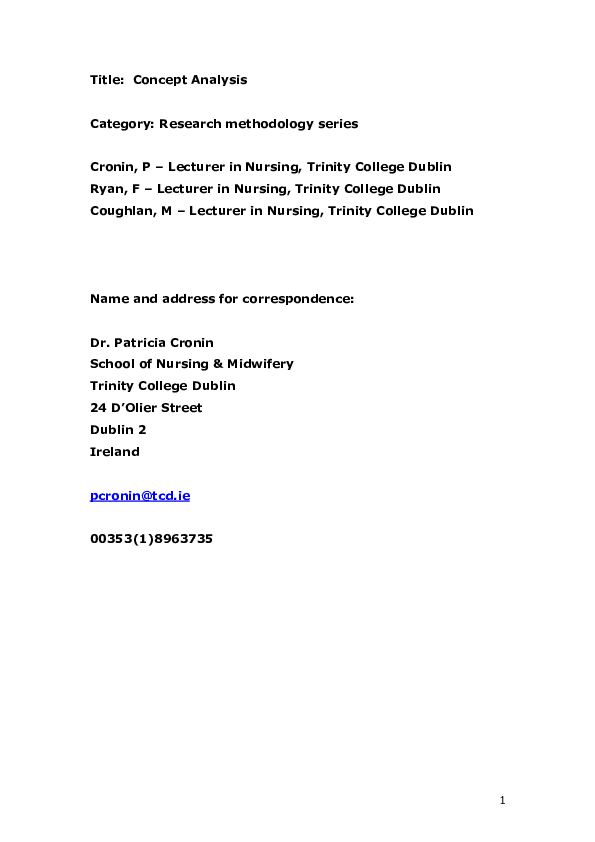 (PDF) Concept analysis in healthcare research