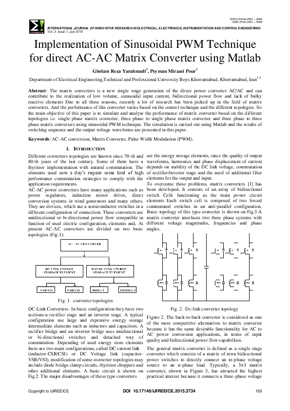 (PDF) Implementation of Sinusoidal PWM Technique for direct AC-AC ...