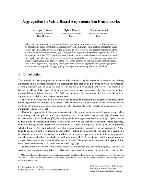 Pdf Aggregation In Value Based Argumentation Frameworks