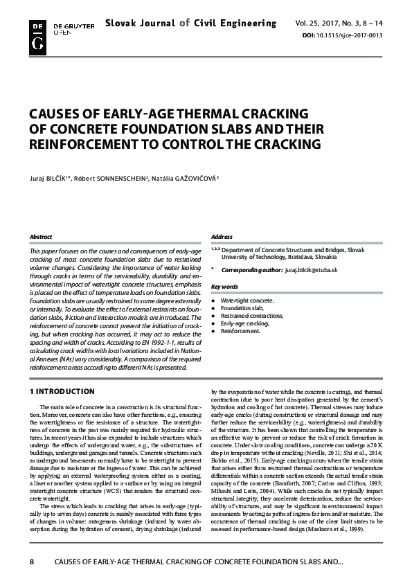 (PDF) Causes of Early-Age Thermal Cracking of Concrete Foundation Slabs ...