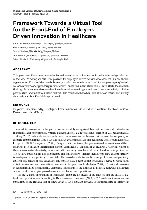 (PDF) Framework Towards a Virtual Tool for the Front-End of Employee ...