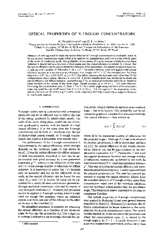 (PDF) Optical properties of V-trough concentrators