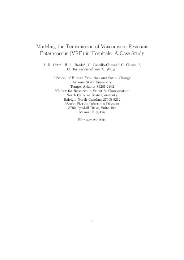 (PDF) Modeling the transmission of Vancomycin-resistant enterococcus ...