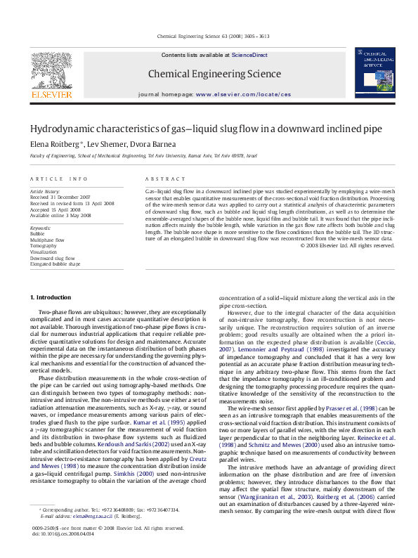 (PDF) Hydrodynamic characteristics of gas–liquid slug flow in a downward inclined pipe
