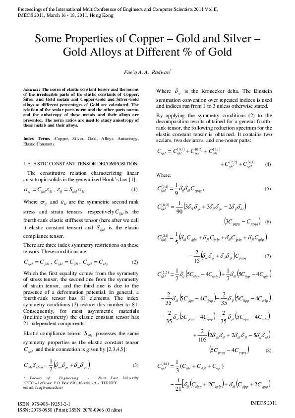 (PDF) Some Properties of Copper - Gold and Silver - Gold Alloys at ...