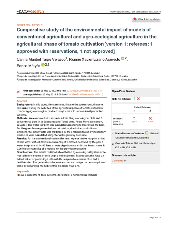(PDF) Comparative study of the environmental impact of models of ...