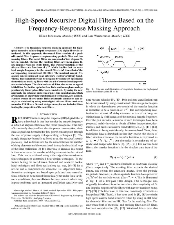 (PDF) High-Speed IIR Filters through Frequency Masking