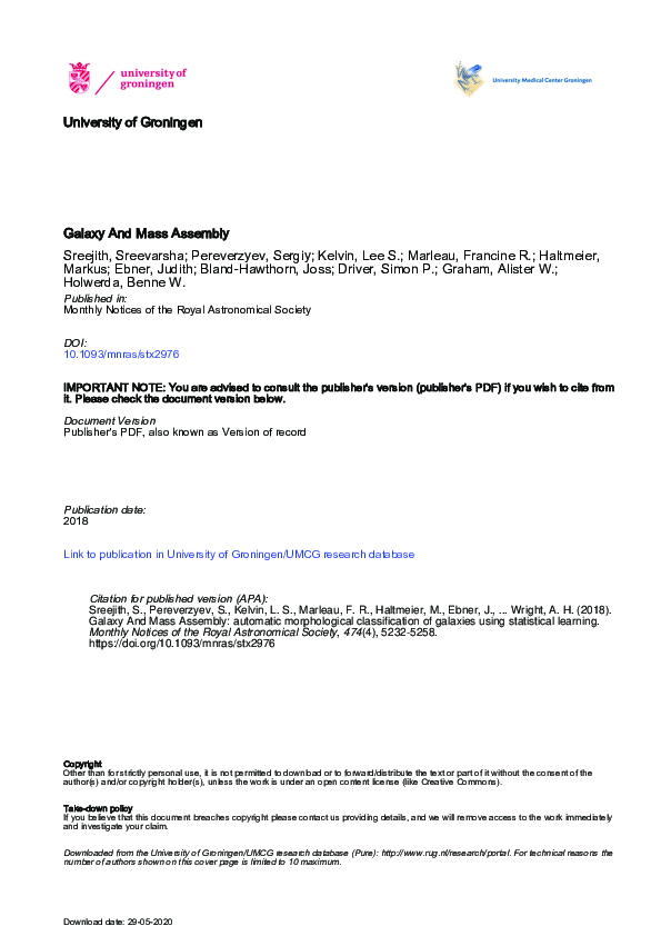 (PDF) Galaxy And Mass Assembly: automatic morphological classification of galaxies using ...