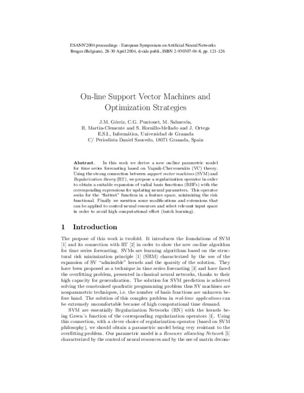 (PDF) On-line Support Vector Machines and Optimization Strategies