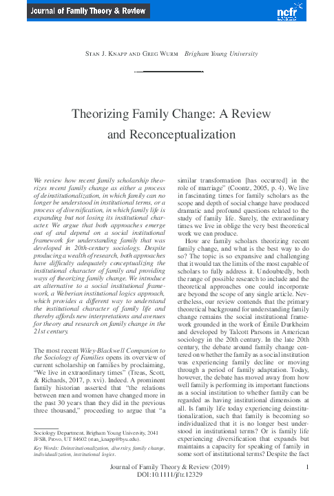 (PDF) Theorizing Family Change: A Review and Reconceptualization