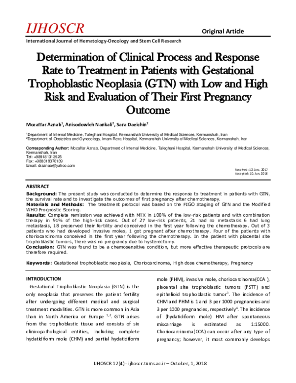 (PDF) Determination of Clinical Process and Response Rate to Treatment ...