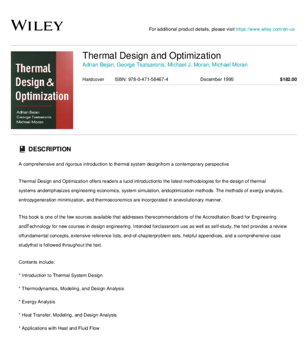 (PDF) Thermal design and optimization