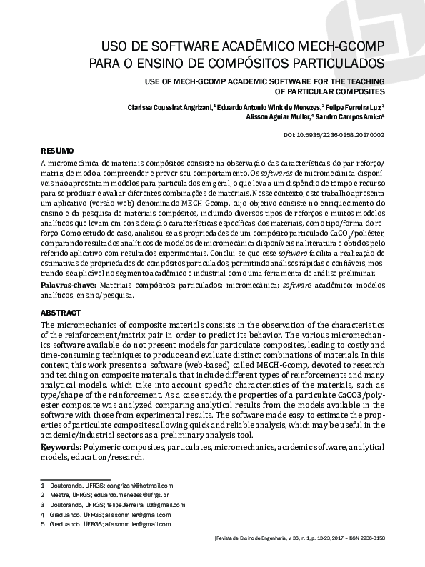 (PDF) Use of Mech-Gcomp Academic Software for the Teaching of ...