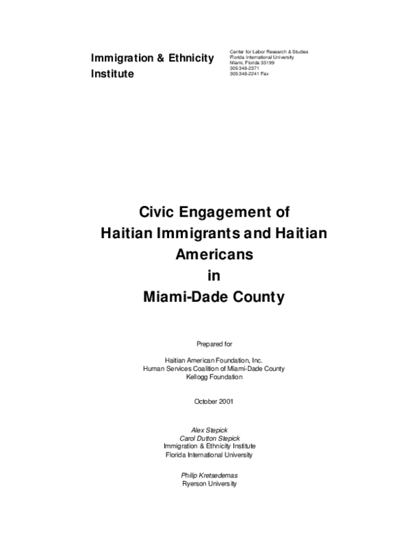 (PDF) Civic engagement of Haitian immigrants and Haitian Americans in ...
