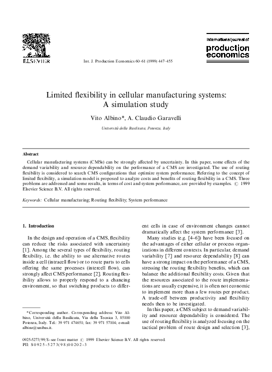 (PDF) Limited flexibility in cellular manufacturing systems: A ...