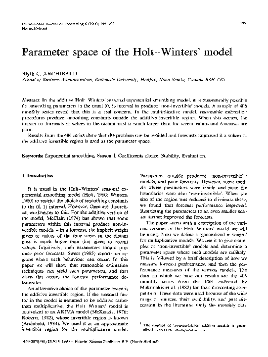 (PDF) Parameter space of the Holt-winters' model