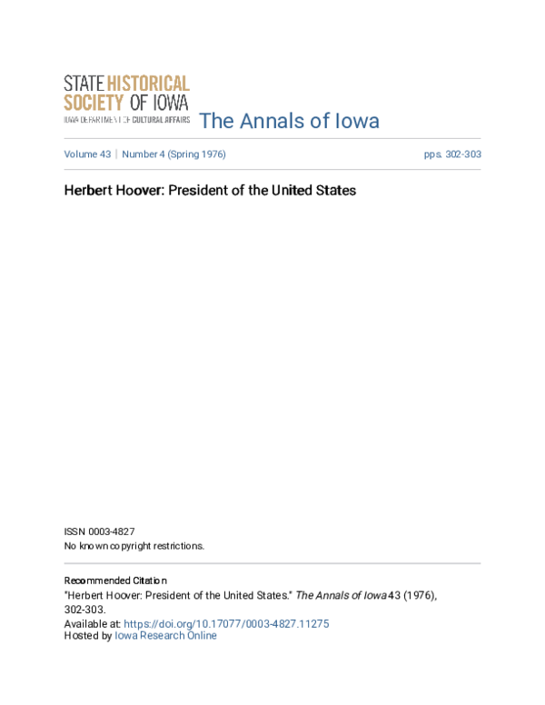 (PDF) Herbert Hoover: President of the United States