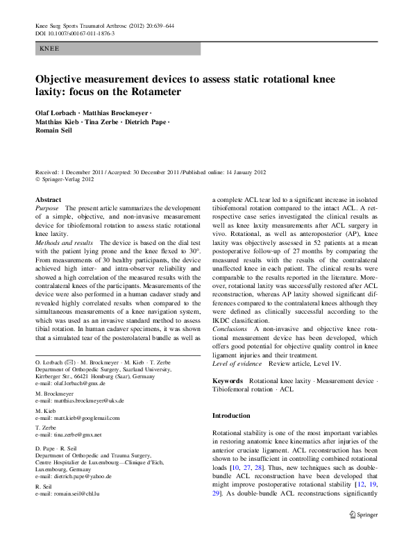 (PDF) Objective measurement devices to assess static rotational knee ...