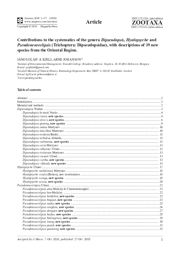 (PDF) Contributions to the systematics of the genera Dipseudopsis ...