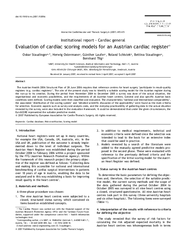 (PDF) Institutional report - Cardiac general Evaluation of cardiac ...
