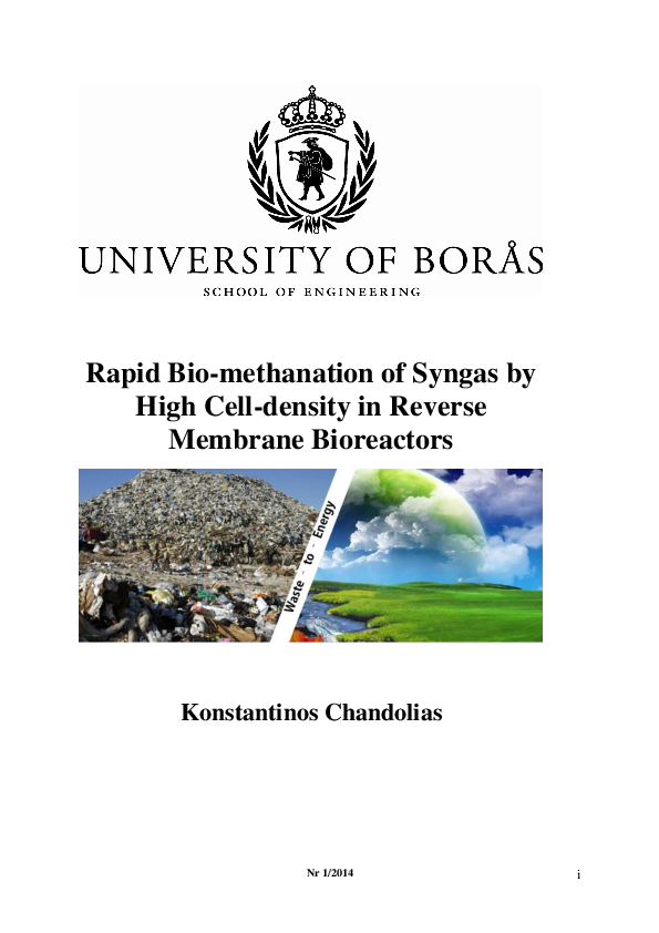 (PDF) Rapid Bio-methanation of Syngas by High Cell-density in Reverse ...